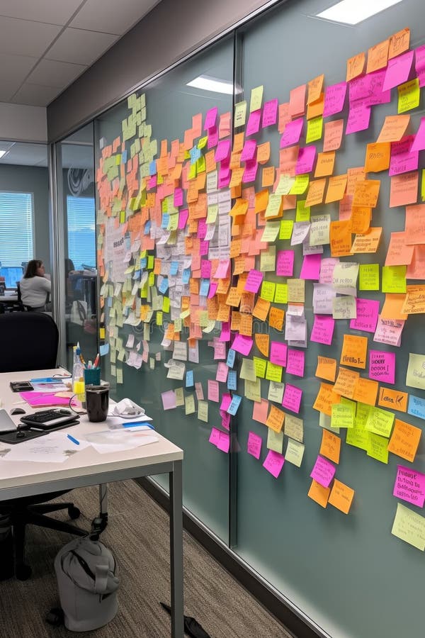 Post-it Notes on a Whiteboard with Brainstorm Ideas Stock Illustration ...