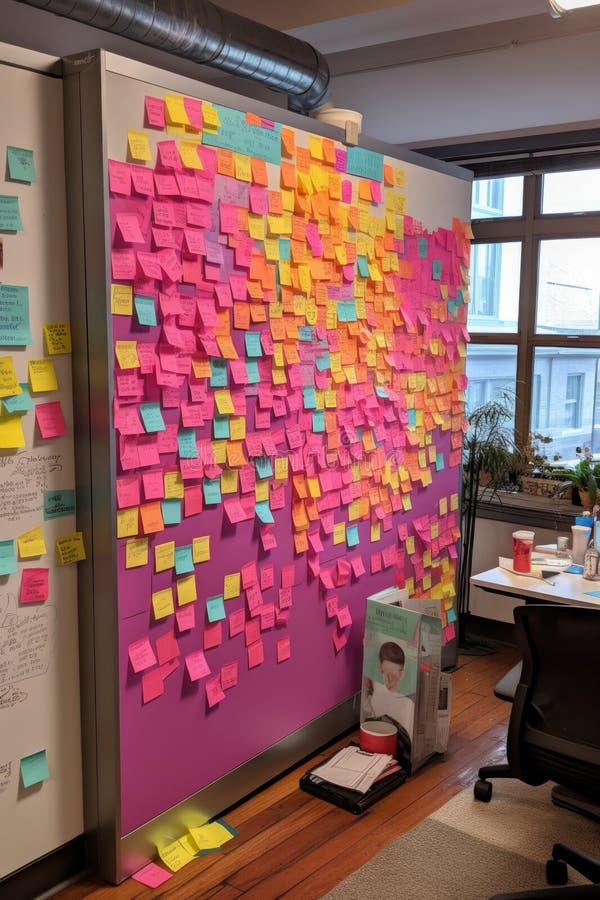 Post-it Notes on a Whiteboard with Brainstorm Ideas Stock Illustration ...