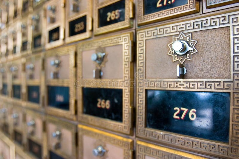 Post Office Boxes stock photo. Image of delivery, gold - 17240382