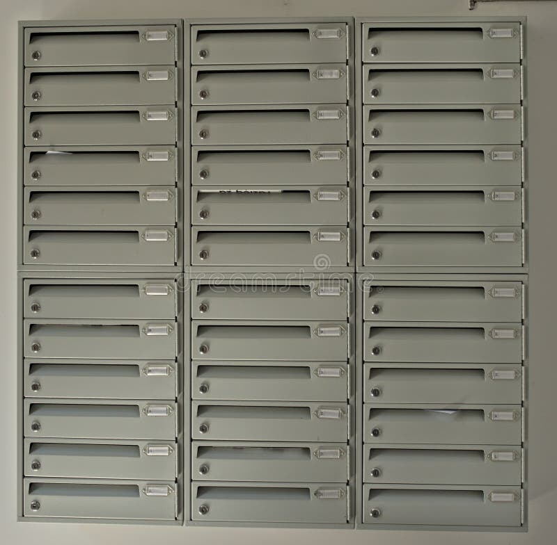 Post Office Boxes in Building on White Wall Stock Image - Image of ...