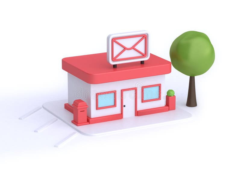 Post Office Building Cartoon Style White Background 3d Rendering,post ...