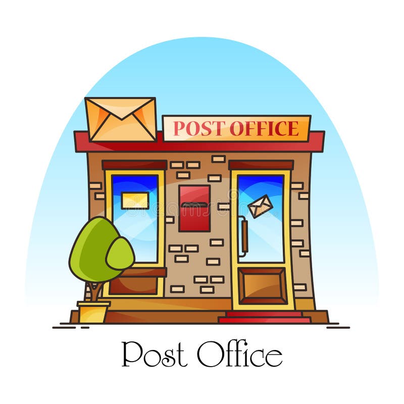 Post Office Building Exterior View, Mail Delivery Stock Vector ...
