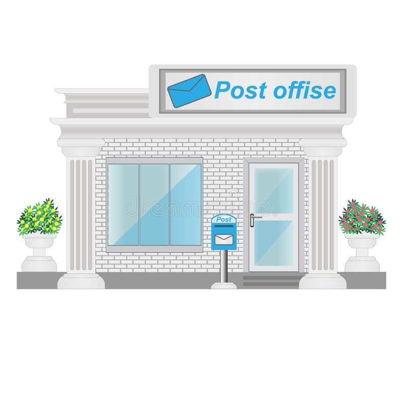 Post Office Building Isolated on White Background Stock Vector ...