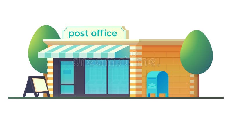 Post Office Building with Mailbox. Postal Delivery Service. Stock ...