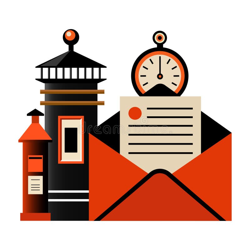Post Office Concept - Envelope with Arrival Time Showing Along Post ...