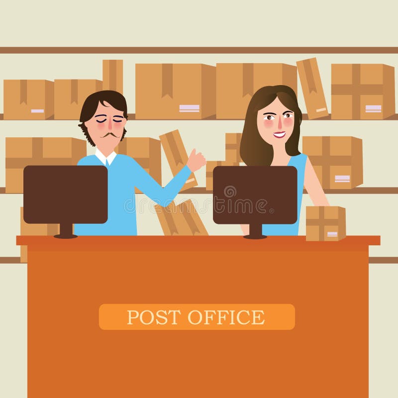 Post Office Delivery Reception Staff Person Service Stock Vector ...
