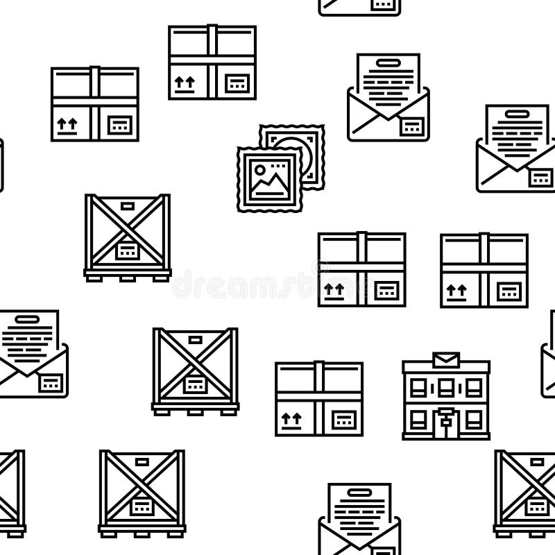 Post Office Delivery Service Vector Seamless Pattern Stock Vector ...