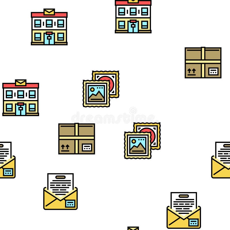 Post Office Delivery Service Vector Seamless Pattern Stock Vector ...