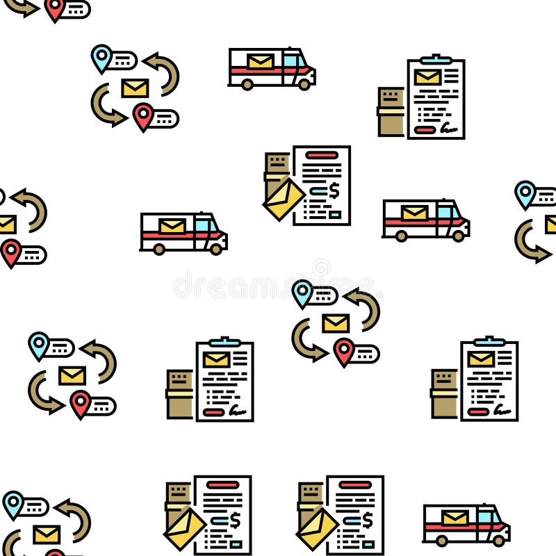 Post Office Delivery Service Vector Seamless Pattern Stock Vector ...