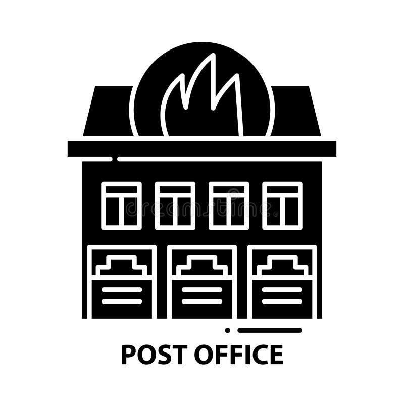 Post Office Icon, Black Vector Sign with Editable Strokes, Concept ...