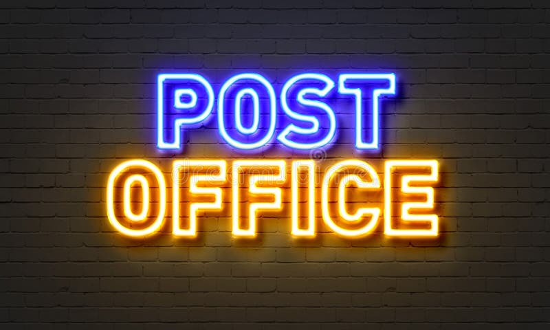 Neon Post office sign stock image. Image of communications - 44584363