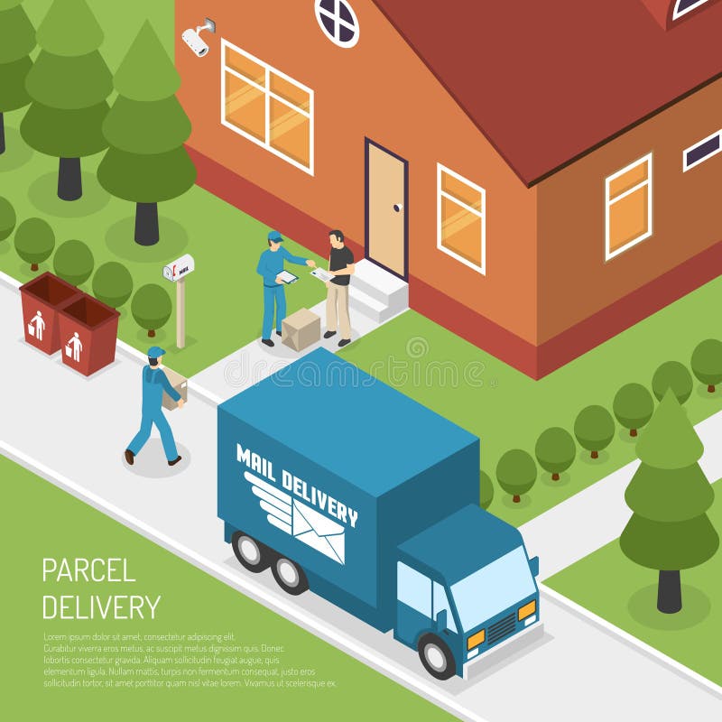Post Office Parcel Delivery Isometric Poster Stock Vector ...