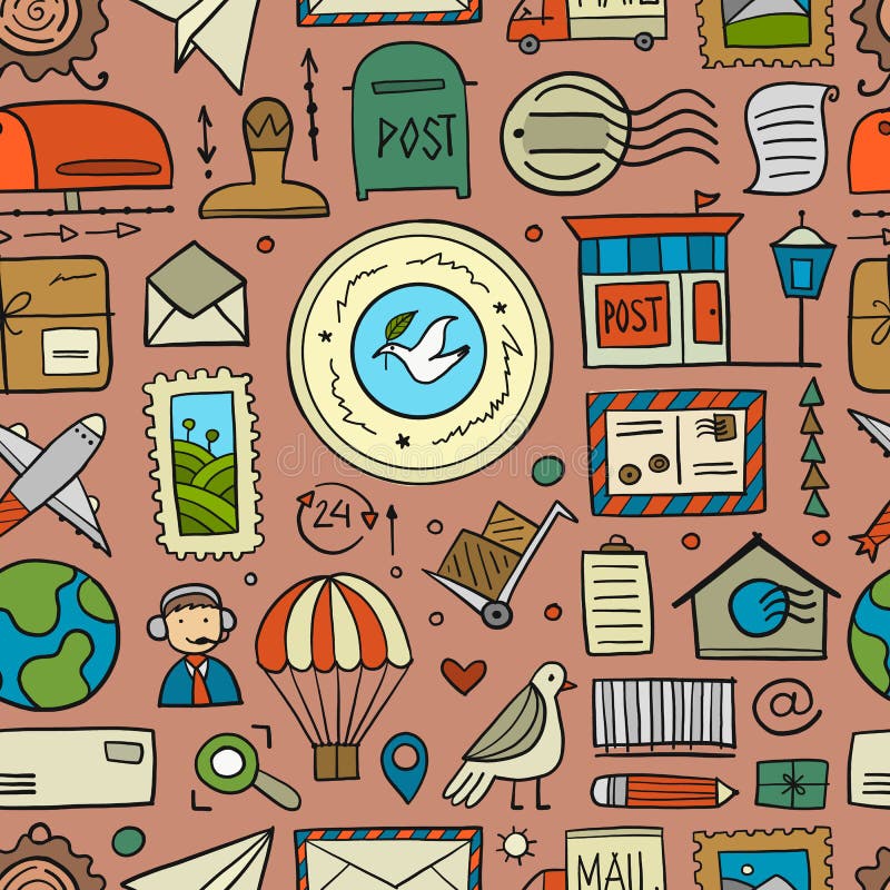 Post Office. Seamless Pattern for Your Design Stock Vector ...