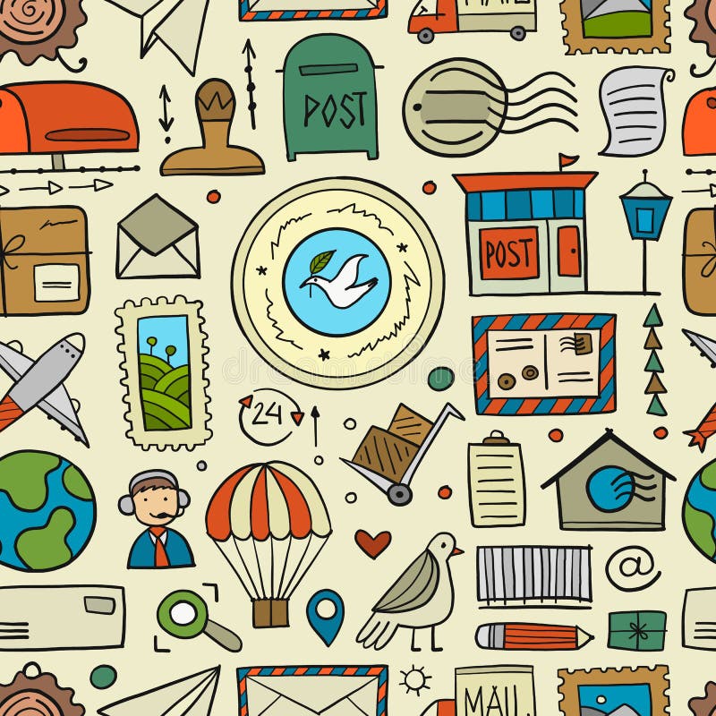 Post Office. Seamless Pattern for Your Design Stock Vector ...