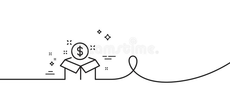 Post Package Line Icon. Paid Service Sign. Continuous Line with Curl ...