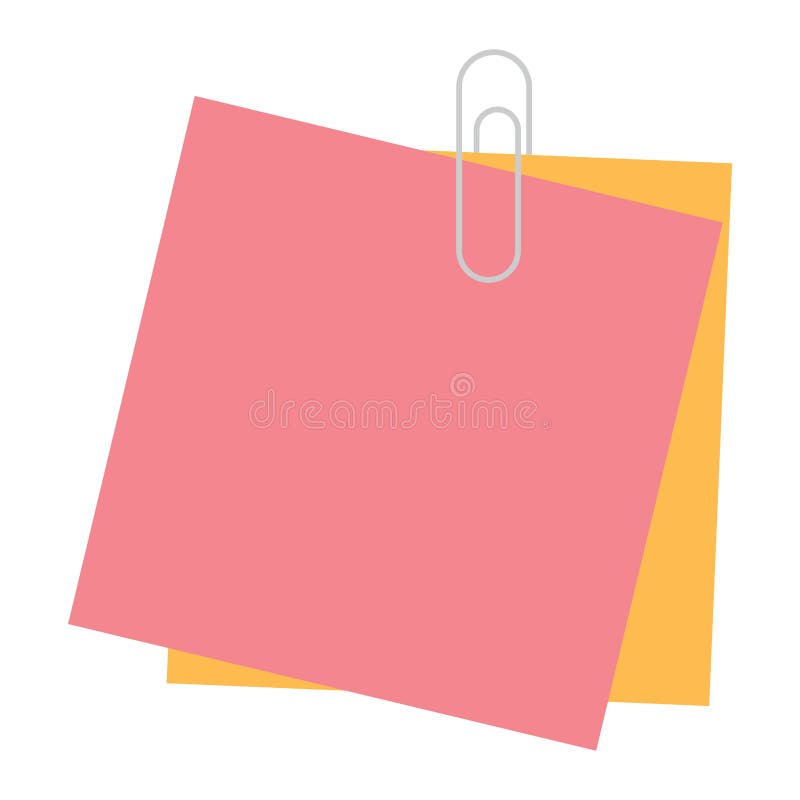 Post it papers with a clip stock vector. Illustration of binder - 168313484