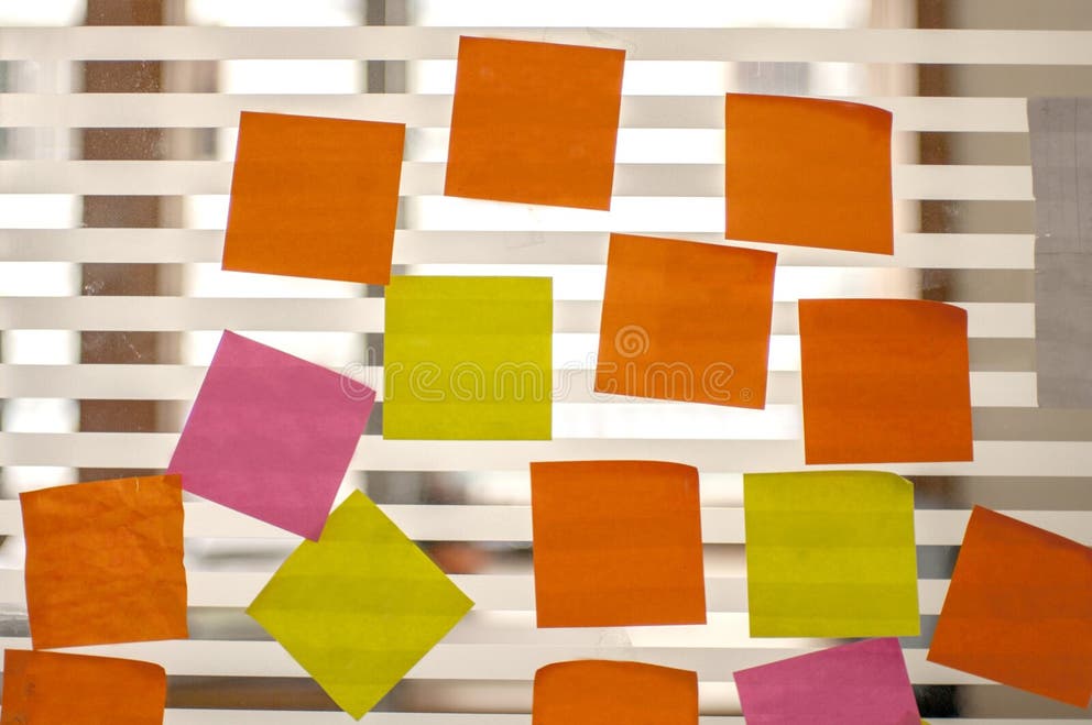 Post it Reminders in Office Stock Image - Image of adhesive, office ...