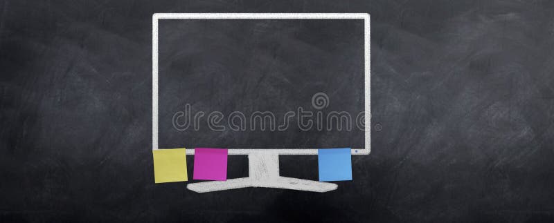 Post it Reminders on Screen Stock Illustration - Illustration of black ...