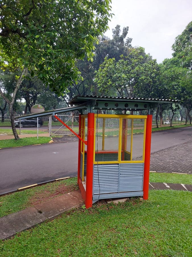 Post Security Guard in the Corner of a Park in Housing Complex. Stock ...