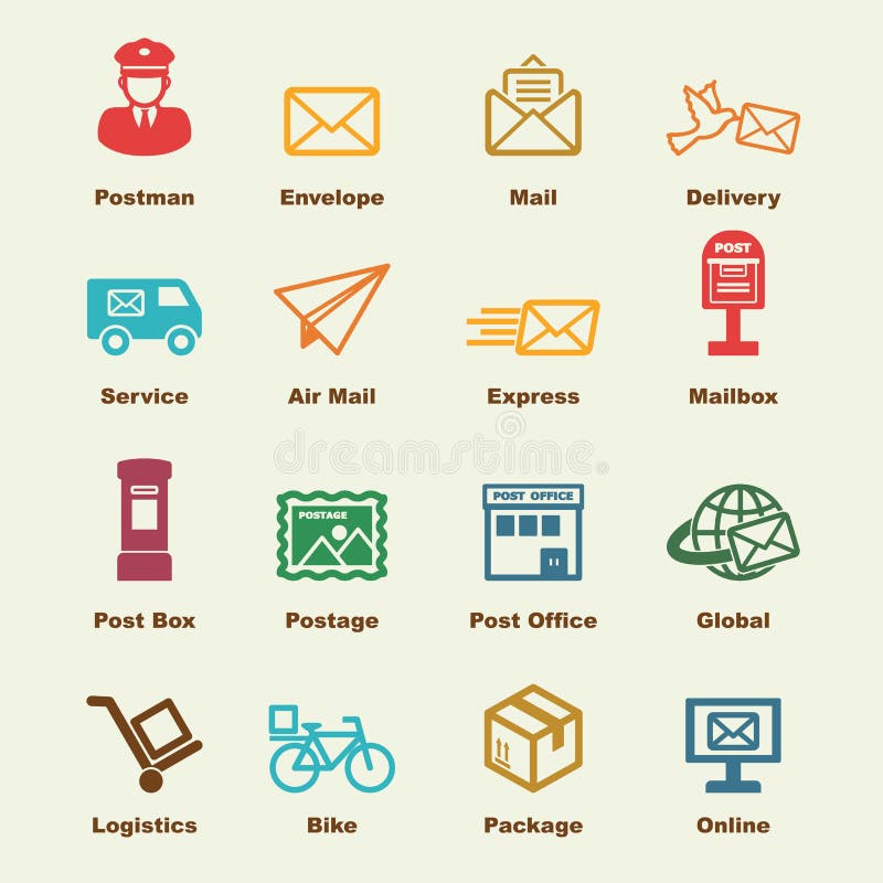 Post service elements stock vector. Illustration of internet - 59695989