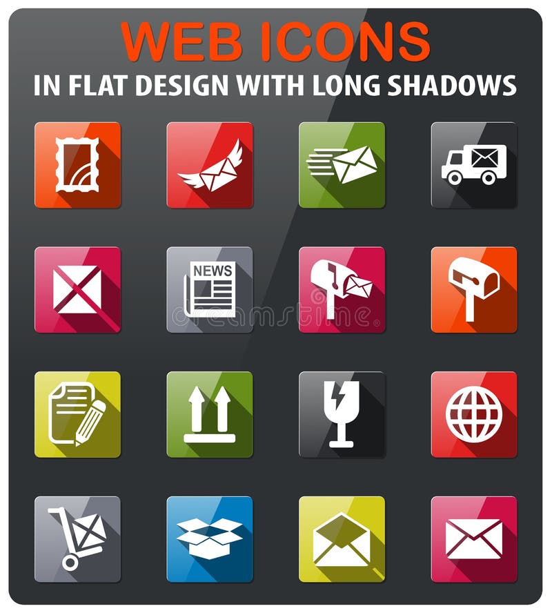 Post service icon set stock illustration. Illustration of fragile ...