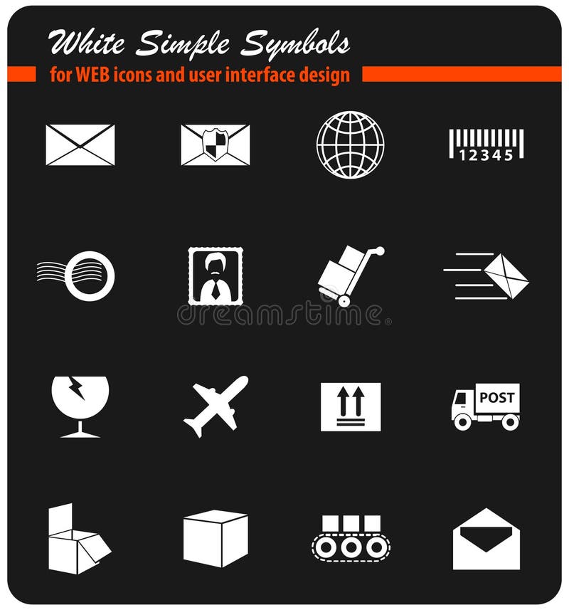 Post service icon set stock illustration. Illustration of envelope ...