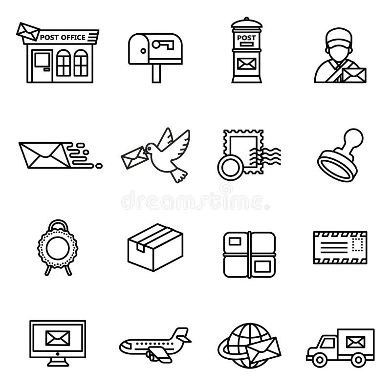 Post service icon set. stock vector. Illustration of icon - 104383920