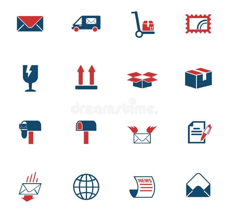 Post service icon set stock vector. Illustration of icon - 121842267