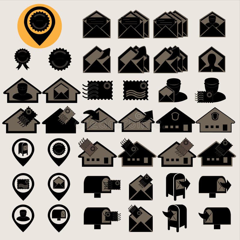 Post service icons set. stock illustration. Illustration of business ...