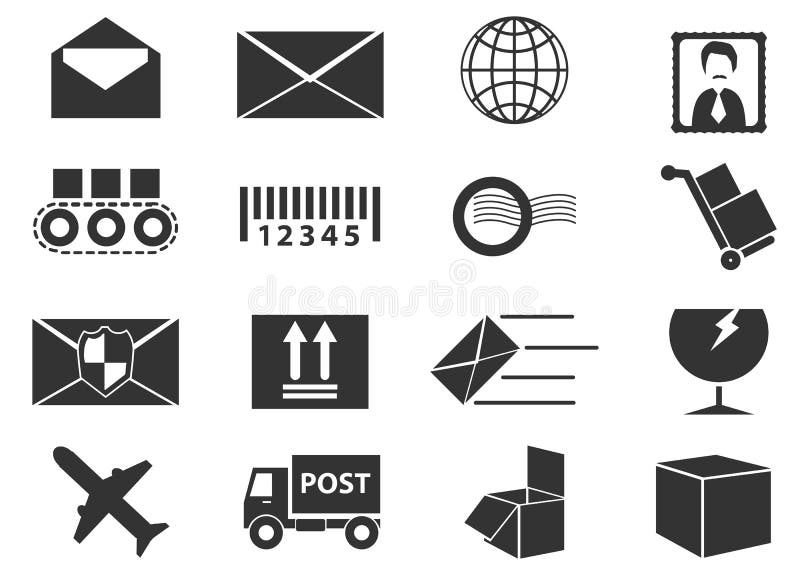 Post service icons set stock vector. Illustration of pictogram - 66100902