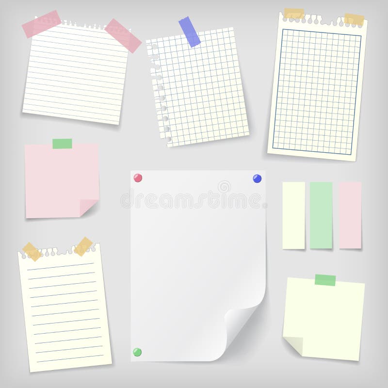Post-it Set of Sticky Notes and Notebook Paper Stock Vector ...