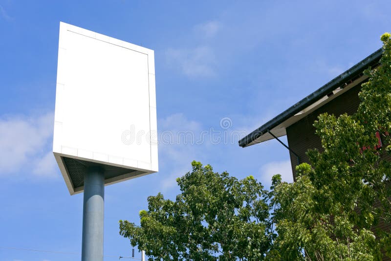 Post Sign Blank Outdoor on the Sky and Tree. Stock Photo - Image of ...