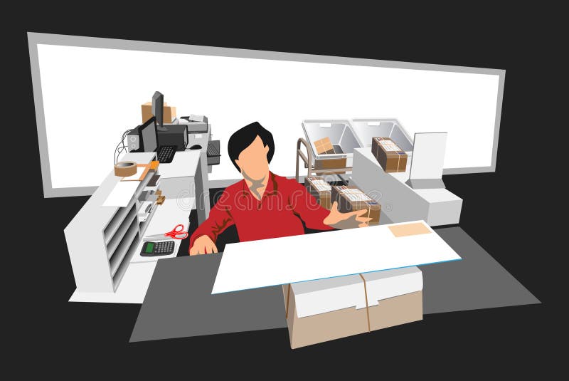 Post Staff Working in Office Place Cartoon Stock Vector - Illustration ...