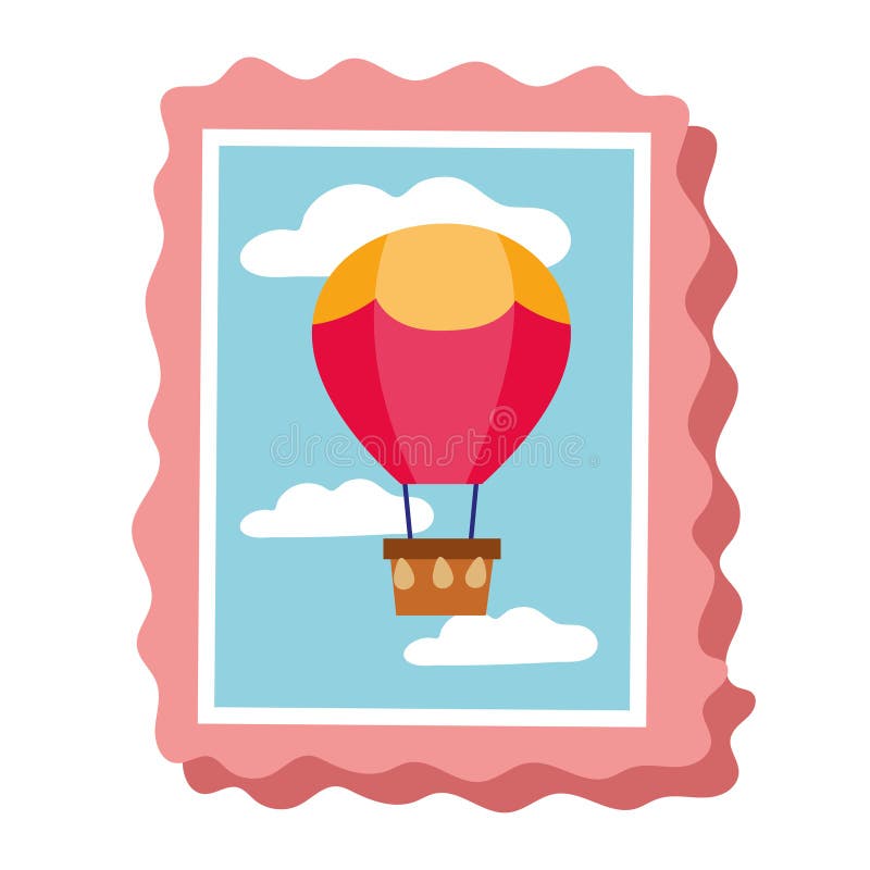 Post stamp with balloon stock vector. Illustration of mail - 284000804