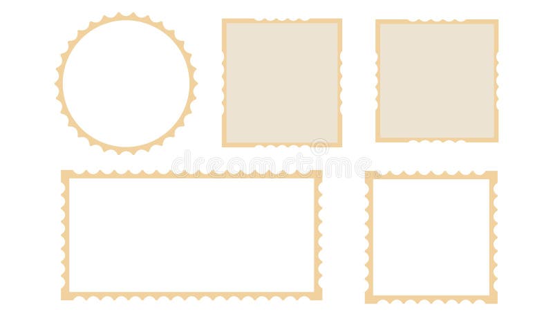 Post Stamp. Blank Empty Postage Mark, Retro Vintage Border Frame Wavy ...