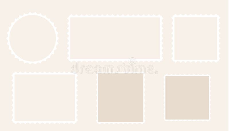 Post Stamp. Blank Empty Postage Mark, Retro Vintage Border Frame Wavy ...