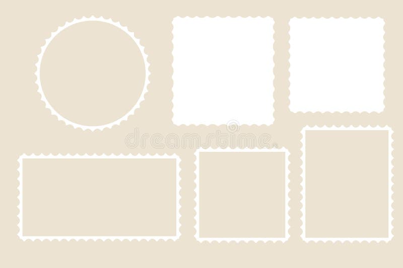 Post Stamp. Blank Empty Postage Mark, Retro Vintage Border Frame Wavy ...