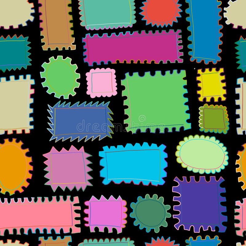 Post Stamp Collection, Seamless Pattern for Your Design Stock Vector ...