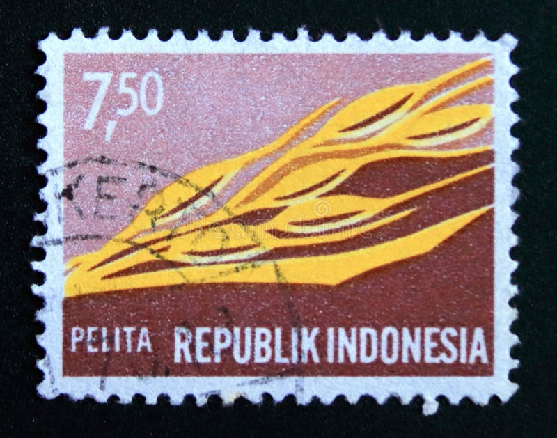 Postage Stamp Indonesia 1969. Ears of Corn Agriculture Editorial Image ...