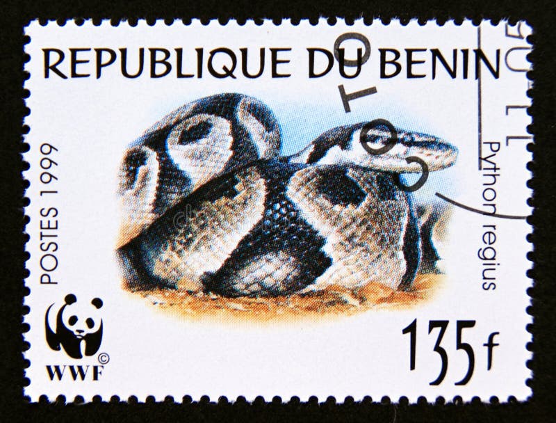 Postage Stamp Benin 1999. Ball Phyton Python Regius Snake Editorial ...