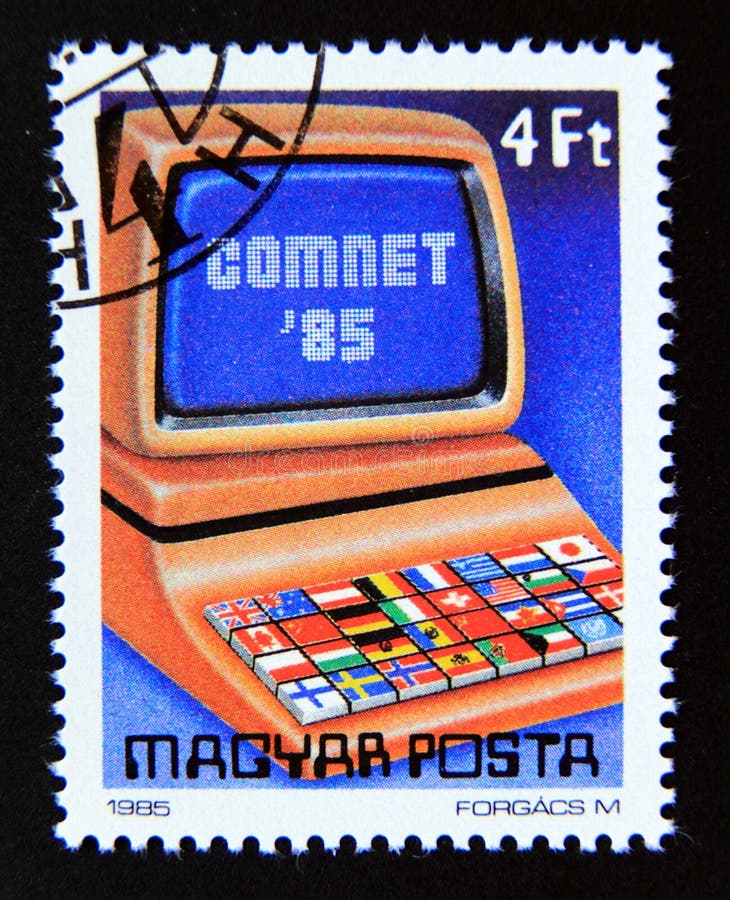 Postage Stamp Hungary, Magyar, 1985. Comnet 1985 Computer Editorial ...
