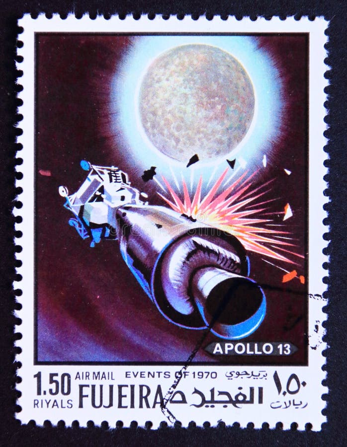 Post Stamp Fujeira, United Arab Emirates, 1970, Apollo 13 Moon Mission ...