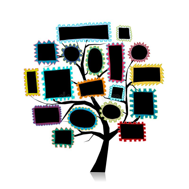 Post Stamp Tree for Your Design Stock Vector - Illustration of border ...