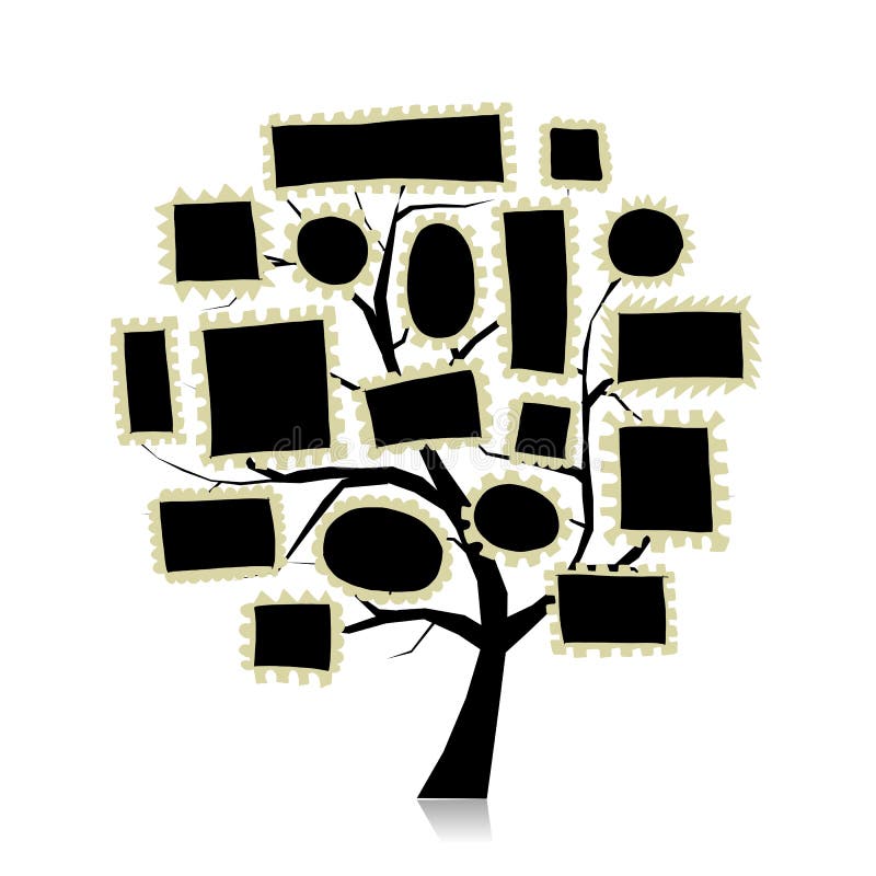 Post Stamp Tree for Your Design Stock Vector - Illustration of frame ...