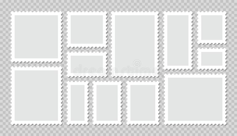Post Stamps Collection. Set of Empty Postal Stamp. Rectangular ...