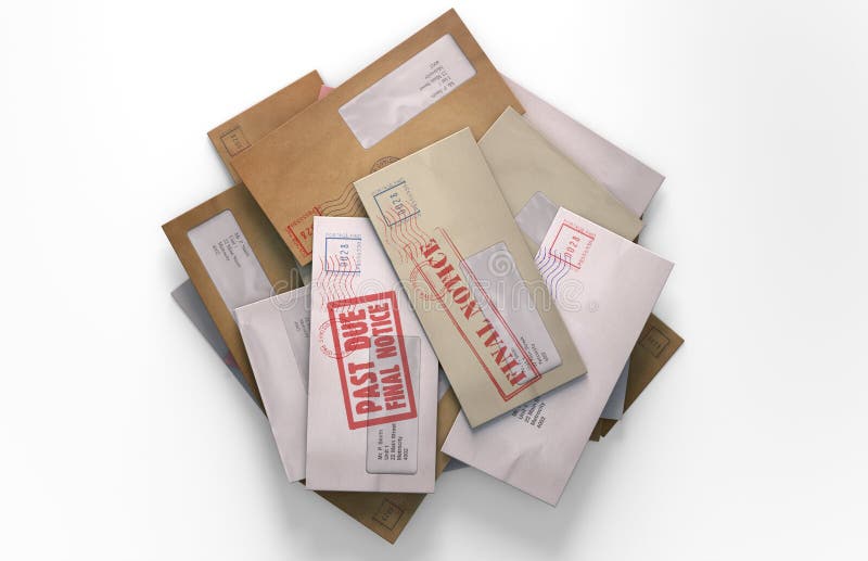 Post. Stapel Umschläge Und Leere Buchstaben. Stock Abbildung ...