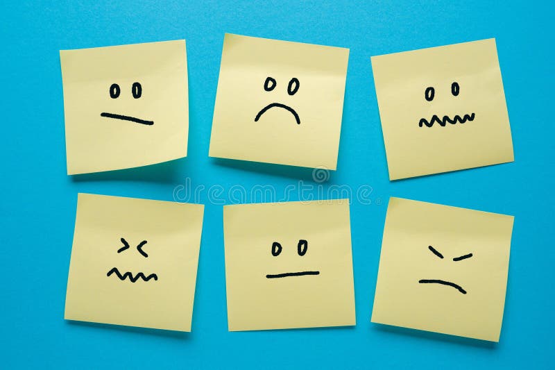 Post-it or Sticky Notes with Different Sad and Angry Emotions Stock ...