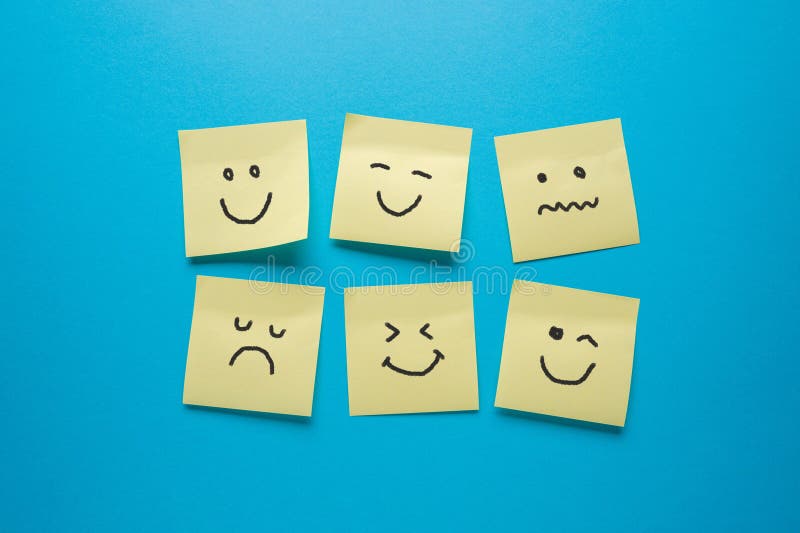 Post-it or Sticky Notes with Different Sad and Happy Emotions Stock ...