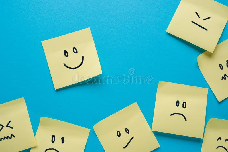 Post-it or Sticky Notes with Different Sad and Happy Emotions Stock ...