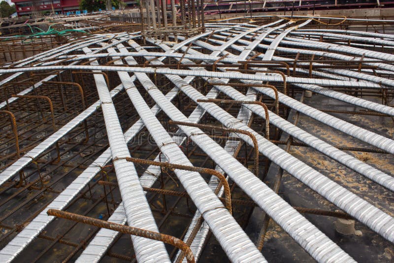 Electrical Conduit Runs in a Post-Tension Slab-on-Deck Stock Photo ...